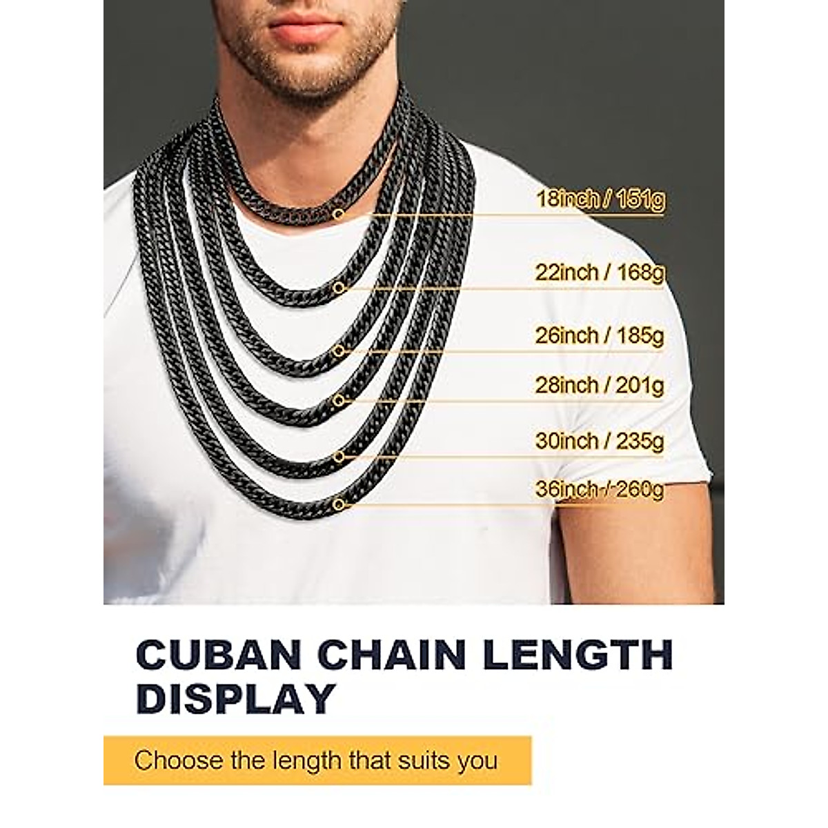 U7 Men Black Choker Chain 18 Inch Hip Hop Style 12MM Wide Chunky Franco Curb Chain Necklace