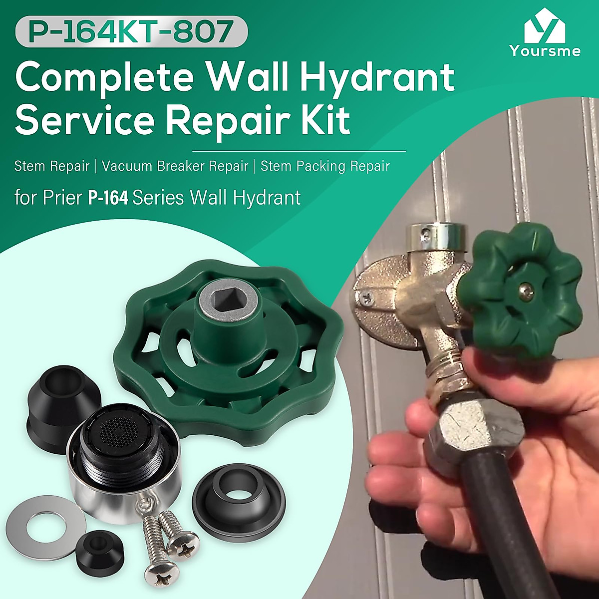 P-164KT-807 Complete Wall Hydrant Service Repair Kit for Prier P-164 Series Wall Hydrant Freezeless Faucet Repair Kit