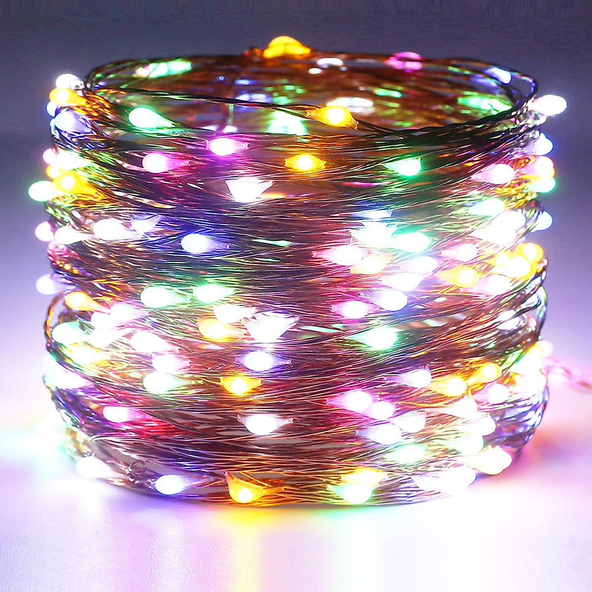 RUICHEN USB Fairy Lights 66 Ft 200 LED String Lights with ON/Off Switch, Waterproof Copper Wire Firefly Lights for Bedroom Wall Ceiling Wreath Christmas Easter Wedding Party (Multicolor)