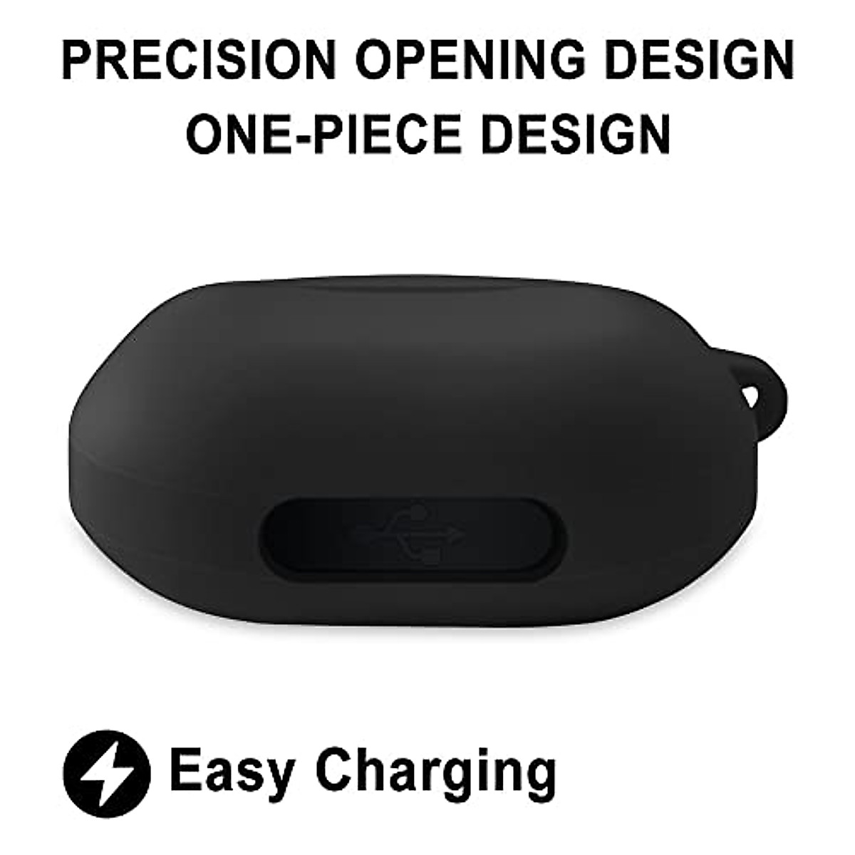 Geiomoo Silicone Carrying Case Compatible with JBL Tune 120TWS/ JBL Tune 125TWS, Portable Cover with Carabiner (Black)