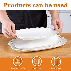 Kassel Ceramic Serving Platter Set | 14”/12”/10” Oval Serving Trays for Entertaining at Parties and Weddings | Oven Safe Large Serving Trays for Tacos, Steak, and Cake