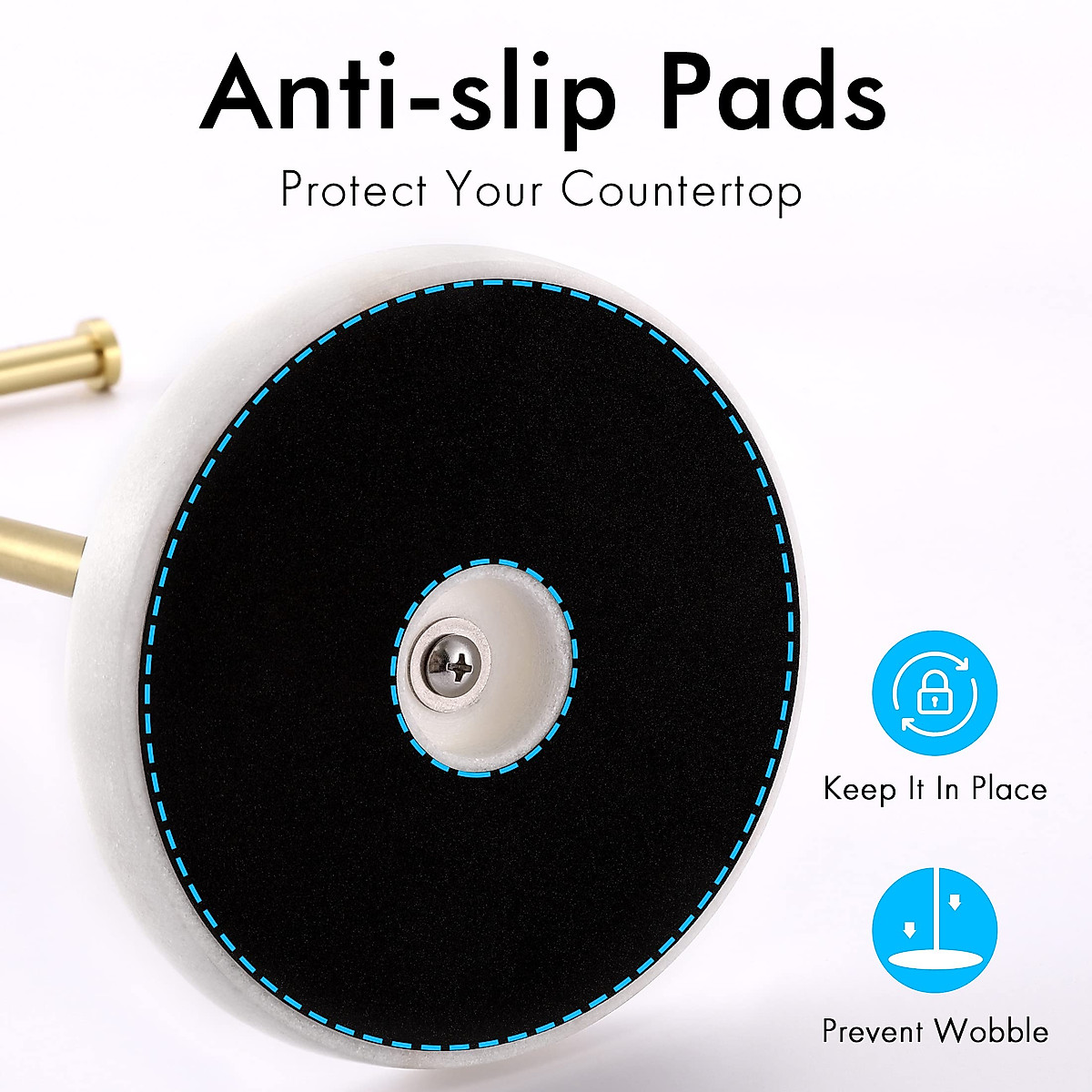 KES Gold Towel Rack Countertop, Hand Towel Stand 16.5" Height T-Shape Bath Towel Rack, Hand Towel Holder with Marble Base, Small Towel Rack Weighted Base SUS304 Stainless Steel, BTH205S14B-BZ