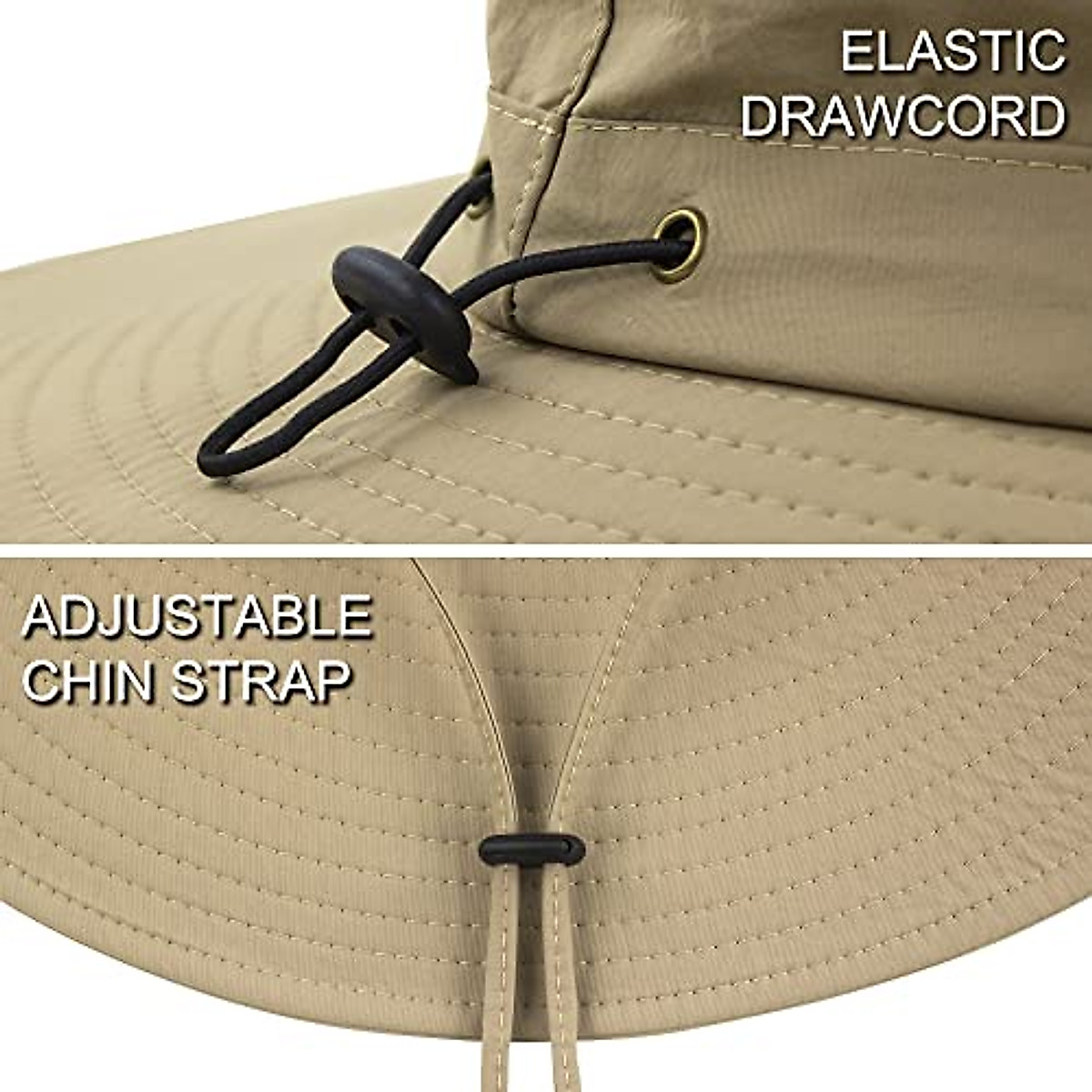 Muryobao Mens Sun Hat Summer Outdoor UPF50+ UV Protection Waterproof Wide Brim Bucket Hats Foldable Boonie Cap for Fishing Hiking Garden Beach Safari Beige