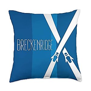 Breckenridge Colorado Home Decor Skiing Gifts Breckenridge Colorado Ski Throw Pillow, 18x18, Multicolor