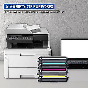 4 Pack TN227 BK/C/M/Y Toner Cartridge High Yield (TN-227BK, TN-227C, TN-227M, TN-227Y) Replacement for Brother TN-227 Works with MFC-L3710CW MFC-L3770CDW HL-3210CW HL-3270CDW Printer Toner