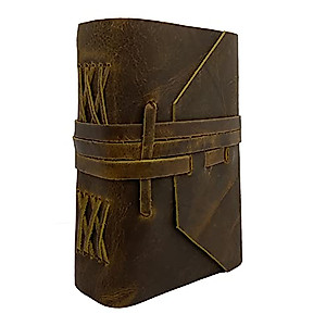 Ruzioon (7” x 5”) Leather Journal Writing Notebook - vintage leather-bound journal with deckle edge paper – Sketchbook - Travel Diary - leather journals