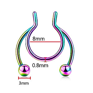 Vitaltyextracts 20G Fake Nose Rings Hoop Clip-on Stainless Steel Septum Jewelry Non Piercing Cartilage Earring Lip Rings Faux Nose Ring Piercing Jewelry