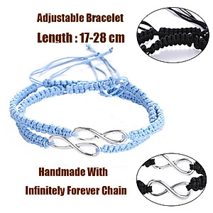Rullar 2Pcs Women Men Handmade Infinity Forever Lovers Friendship Family Braided Couple Cuff Link Strentch Bracelets Lightblue