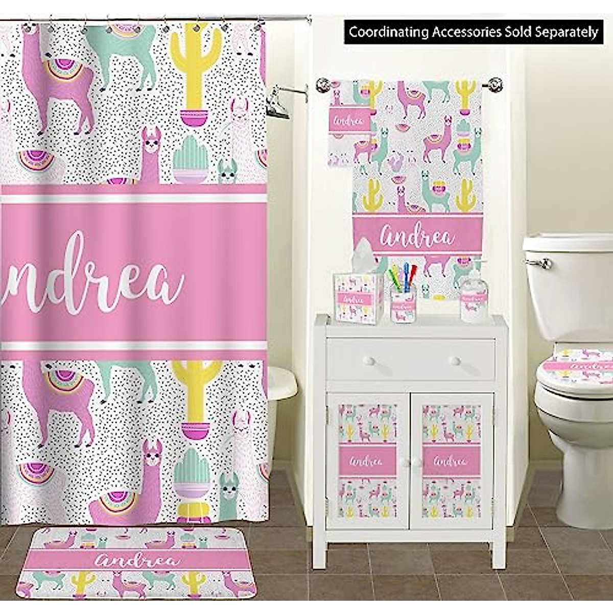 RNK Shops Llamas Waste Basket - Double Sided (White) (Personalized)