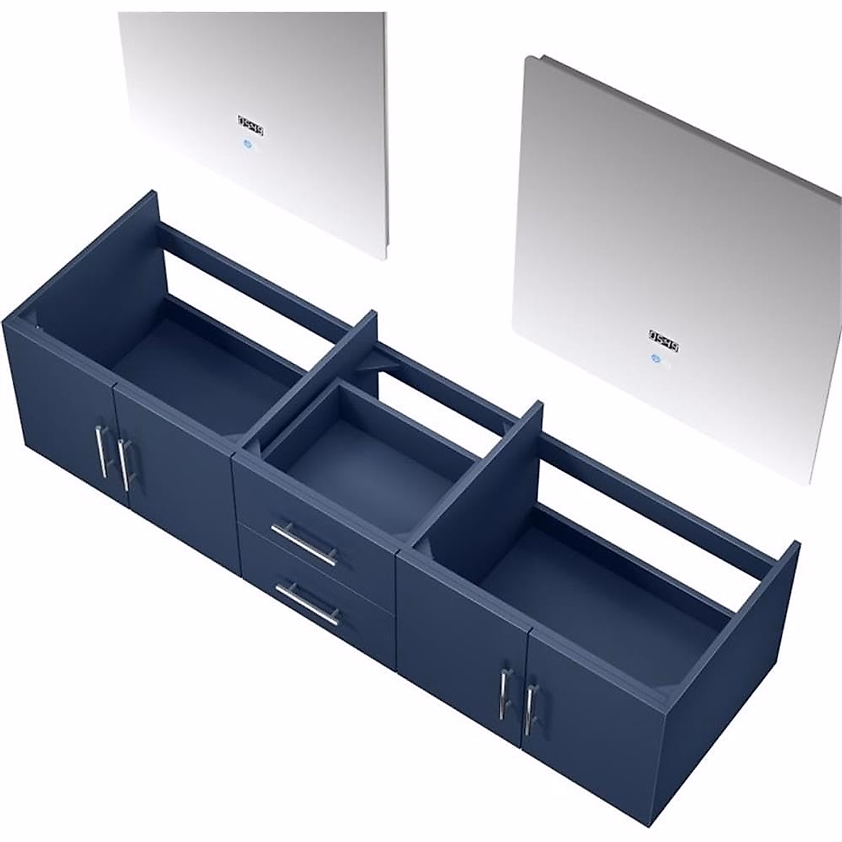 Lexora Geneva 72 in. W x 22 in. D Navy Blue Double Bath Vanity and 30 in. LED Mirrors