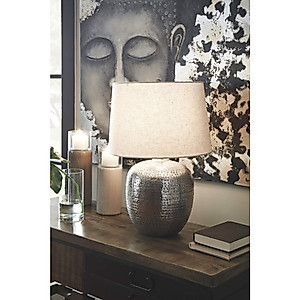Signature Design by Ashley Malthace 24.5" Metal Accent Table Lamp, Beige, Copper, Blue & Bronze
