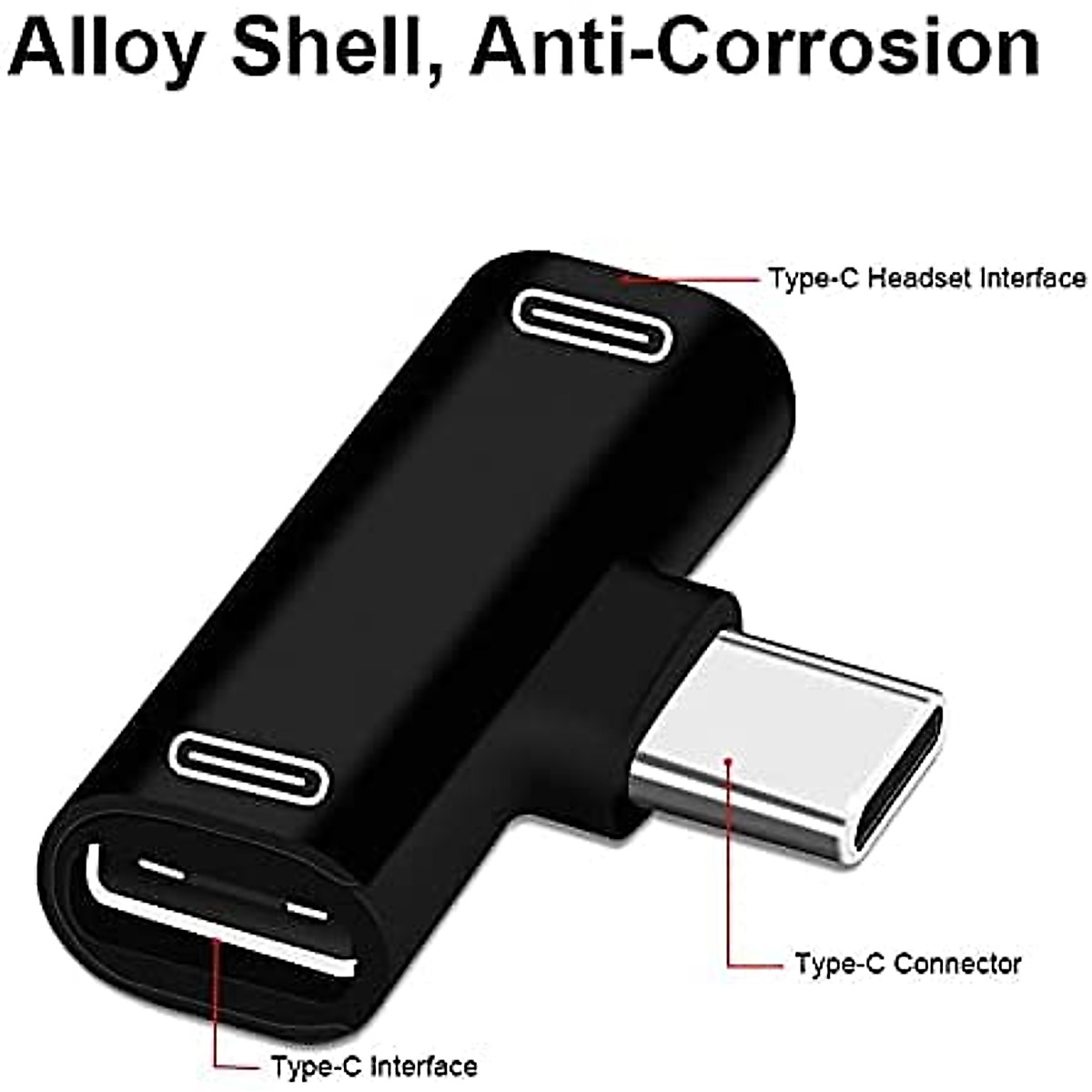 U-K 2 in 1 USB C Splitter Type C Male to Dual Type C Female Headphone Charger Adapter Splitter Converter for Headphones Practical and Attractive