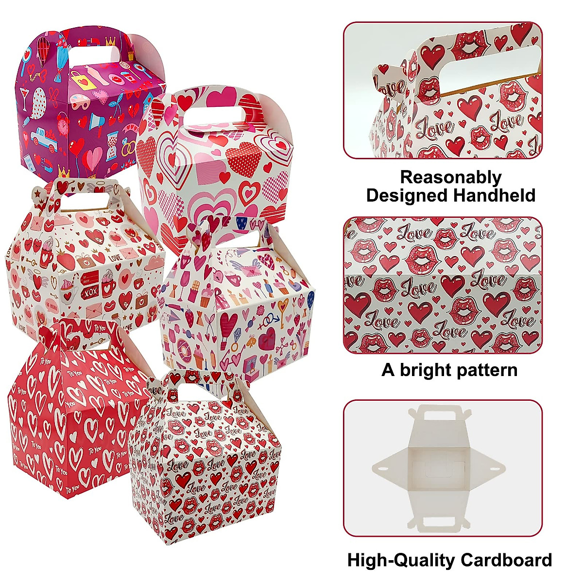 Valentine’s Day Heart Treat Boxes - 12 Pack for Gifts & Favors