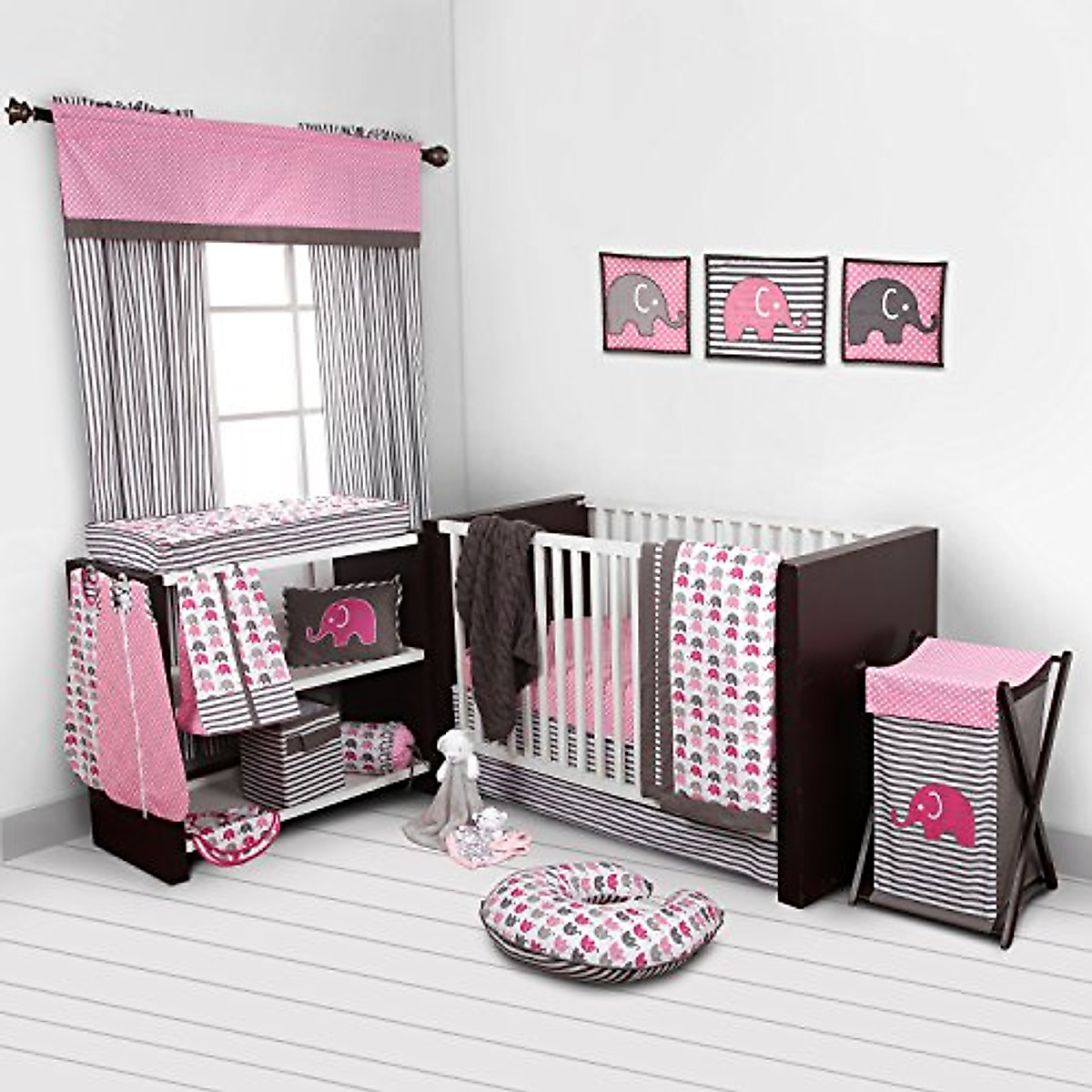 Bacati - Elephants Pink/Grey Elephants Mini Changing Pad Cover