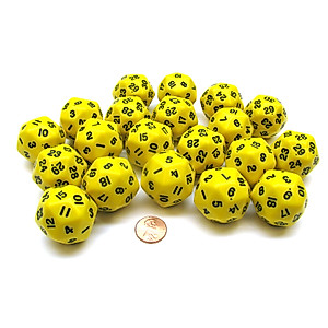 KOP06011 Yellow Opaque Triantakohedron 30 Sided Dice 1 ea