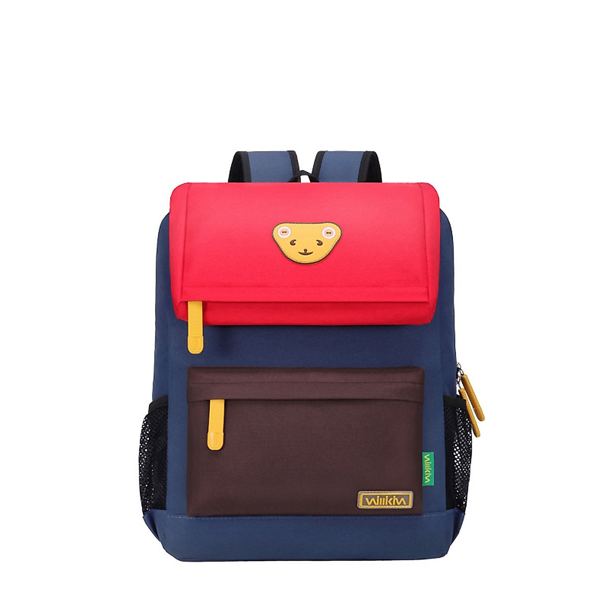 Willikiva Cute Bear Kids School Backpack for Children Elementary School Bags Girls Boys Bookbags (Red/Coffee/Royalblue, Small)