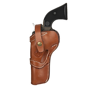 1791 GUNLEATHER Single Six Holster - Ambidextrous Leather Revolver Holster, Fits Ruger Wrangler, Heritage Rough Rider, Colt SSA and Similar Six Gun Pistols (Size 5.5) Brown