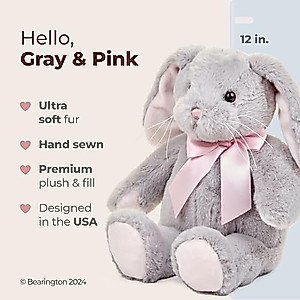 Bearington Lil' Mopsy The Stuffed Easter Bunny Plush, 12 Inch Pink Stuffed Bunny for Easter, Baby Easter Gifts