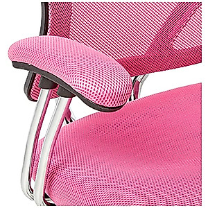 OSP Home Furnishings Juliana Mesh Back and Padded Mesh Seat Adjustable Task Chair with Padded Arms and Chrome Accents, Pink
