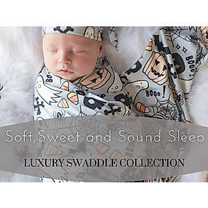 Giggle Angel Baby Receiving Blanket Halloween Swaddle Blanket Infant Wrap Set (Spider 1)