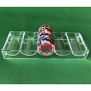 Yuanhe 600 Chip Clear Acrylic Poker Chip Locking Carrier-Includes 6 Chip Racks