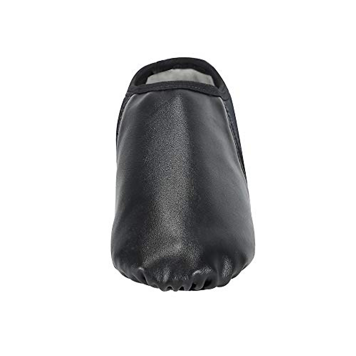 Linodes Unisex PU Leather Upper Slip-on Jazz Shoe with Circle Elastic for Women and Men's Dance Shoes-Black-7.5M