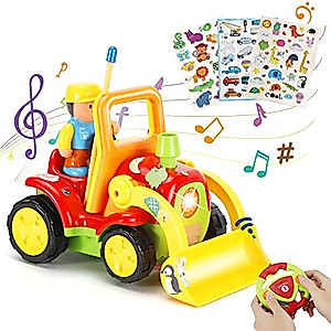 LOVE LIFE Cartoon RC Construction Car with Lights and Music Electric Radio Control Toy Remote Control Car for Babies Kids Toddlers Boys Girls