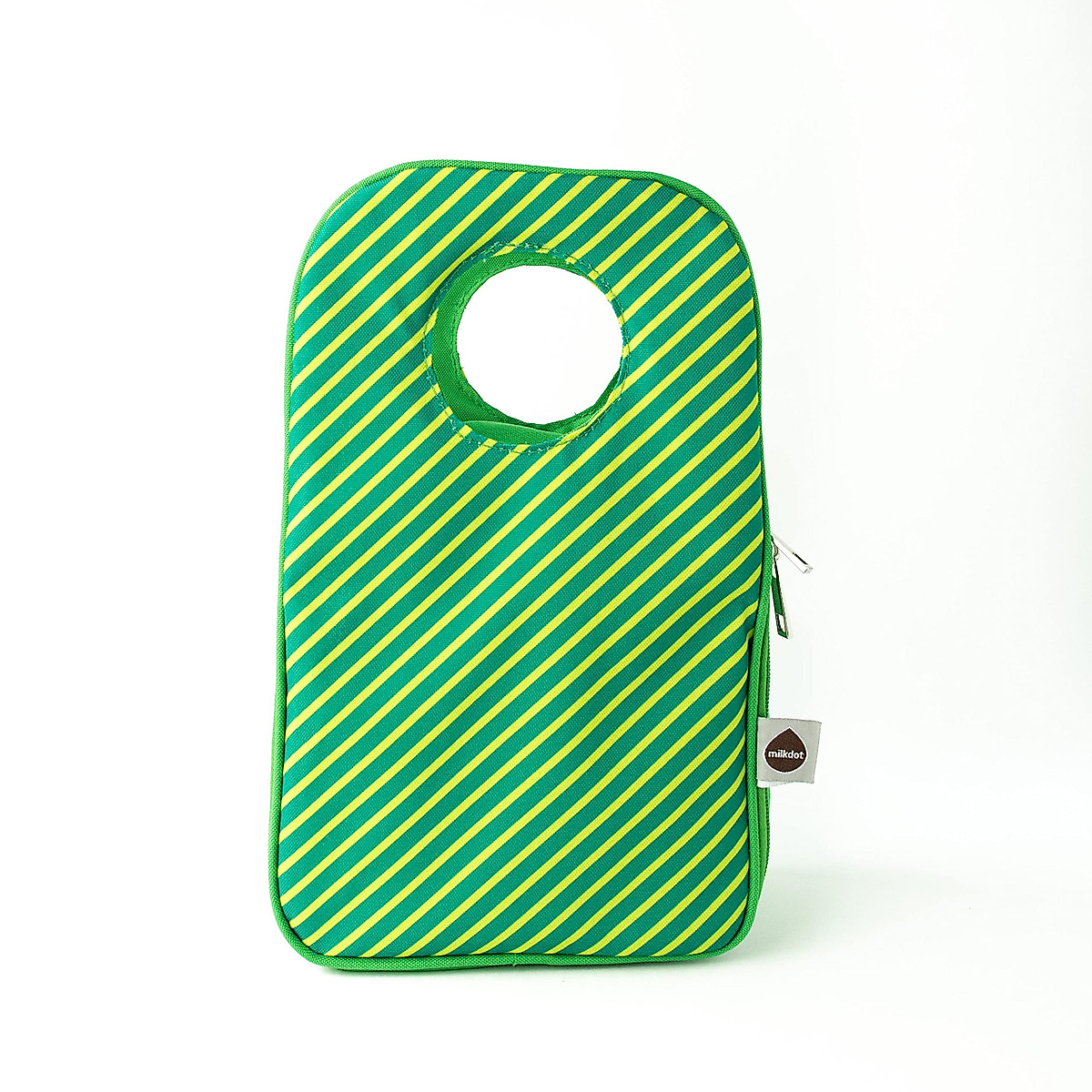 milkdot Designer Insulated Lunch Bag, Green Reusable Cooler Tote for Food & Drinks, Perfect for Women, Men and Kids, Stylish for boy and girls of all ages (Green Stripe)