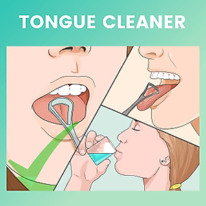 DENTISTE Tongue Scraper for Adults Plastic - Tongue Cleaner 2 Size in 1 - Tongue Scraper for Kids - Tongue Scraper Breathrx plastic, Bad Breath Treatment for Adults