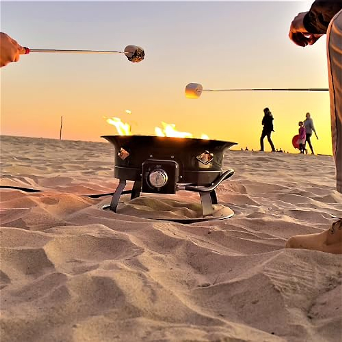 Flame King Smokeless Propane Fire Pit, 19-inch Portable Firebowl, 58K BTU with Self Igniter, Cover, & Carry Straps for RV, Camping, & Outdoor Living