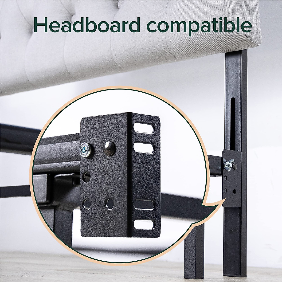 ZINUS Michelle Compack 9-Leg Support Bed Frame, for Box Spring and Mattress Set, Full, Black