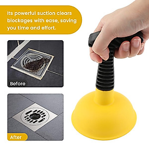 Sink Plunger with Drain Clog Remover, Mini Plunger with Short Handle, Hand Drain Plunger Easy to Use Unclogging Tool for Kitchen Sink,Bathroom Toilet, Shower Tub