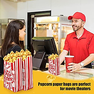 200 Pieces Popcorn Bags 1 oz Greaseproof Popcorn Paper Bags Individual Servings White and Red Striped Popcorn Sleeves Disposable Flat Bottom Popcorn Take out Bags for Movie Theater Carnival Party