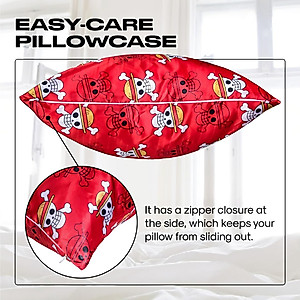 Silk Anime Pillow Case - Decorative Pillows Cover Couch Bed, Satin Smooth Fabric Pillowcase with Zipper for Hair and Skin, RS