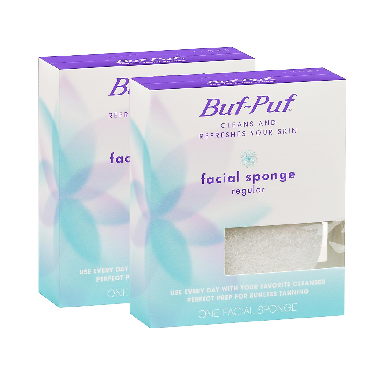 Buf-Puf Facial Sponge, Dermatologist Developed, Removes Deep Down Dirt & Makeup That Causes Breakouts and Blackheads, Reusable, Exfoliating, White, 2 Count