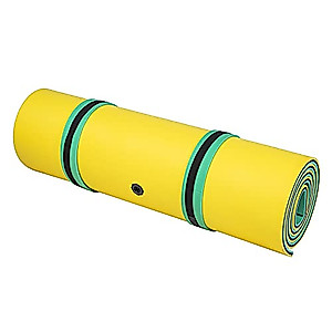 ALADDIN WATER MAT 12x6 Ft, 3 Layers, Newest Model, Floating Water Pad-Mat-Island-Giant Lilly Pad for Ocean, Pools, Lakes, Rivers - (Green/Yellow)