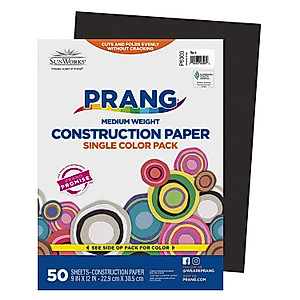 SunWorks 6303 Construction Paper, 58 lbs., 9 x 12, Black, 50 Sheets/Pack