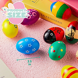 JOYIN 12 Packs 1.9''*2.7" Wooden Egg Shakers Maracas Percussion Musical for Party Favors, Classroom Prize Supplies, Musical Instrument, Basket Stuffers Fillers, Easter Hunt