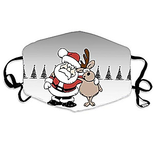 Walsent 1PC Unisex Adults Cartoon Christmas Santa Adjustable Face Bandanas Protective for Xmas Stay Safe, Reusable and Breathable