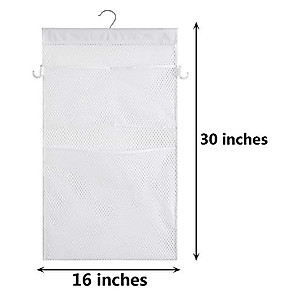 ALYER Multifunctional Bath Toy Organizer,2-in-1Hanging Mesh Shower Caddy,No Suction Cup Needed,Installation Free (White)