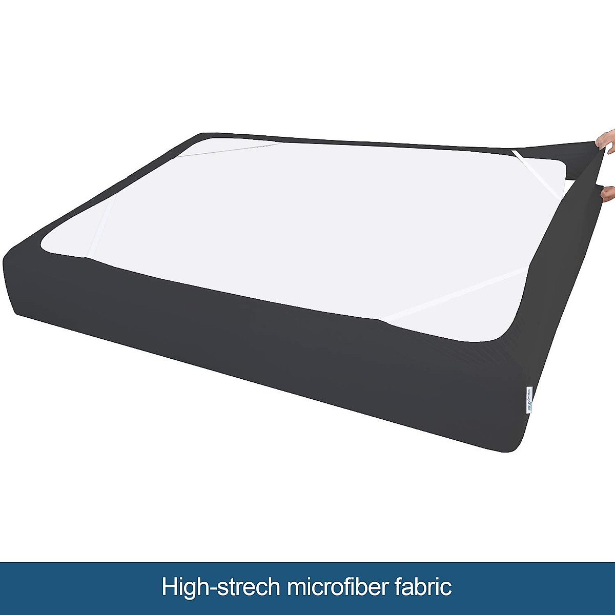 Box Spring Cover Queen Size, Alternates for Bed Skirt, Smooth and Elastic Woven Material Wrap Around 4 Sides of The Box Spring, Wrinkle & Fading Resistant, Washable, Dustproof, Black