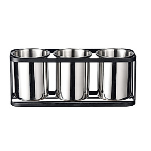 IMEEA Silverware Caddy for Countertop Kitchen Utensil Holder Stainless Steel Utensil Caddy Cutlery Holder with Black Metal Rack