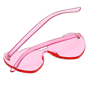 Maxdot Heart Shape Sunglasses Rimless Transparent Heart Glasses Colorful Party Favors
