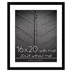 Americanflat 20x24 Picture Frame with Polished Plexiglass - Use as 16x20 Frame with Mat or Display 20x24 Photo Without Mat - Epic Collection - Wide Picture Frames for Wall Display - Black