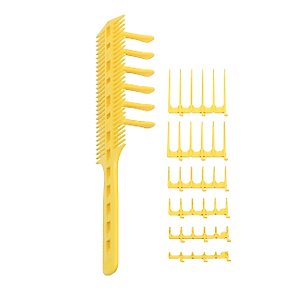 CombPal Scissor Clipper Over Comb Hair Cutting Tool - DIY Home Hair Cutting Guide Comb Set (Classic Set, Yellow)