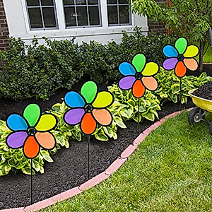 timecity 9.4 inch Wind Spinners Flower Spinners Colorful Wind Spinners for Lawn Pinwheels Windmill Party Pinwheel Wind Spinner Yard and Garden ，4pcs