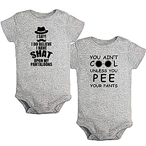 iDzn Pack of 2, You Ain't Cool Unless You Pee Your Pants & I Have Shat Upon My Pantaloons Funny Romper Baby Bodysuit Jumpsuit