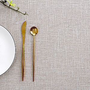 maxmill Flaxy Faux Linen Table Cloth with 2-Tone Slubby Texture Wrinkle Resistant Anti-Shrink Soft Tablecloth for Kitchen Dining Tabletop for Buffet Banquet Parties Rectangle 52 x 70 Inch Linen