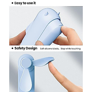 Gaiatop Portable Handheld Fan, Foldable Small Fan, Mini Hand Held Fan with USB Rechargeable 2000mAh Battery, Eyelash Fan for Girls, Travel For Women, Outdoor (Sky Blue)