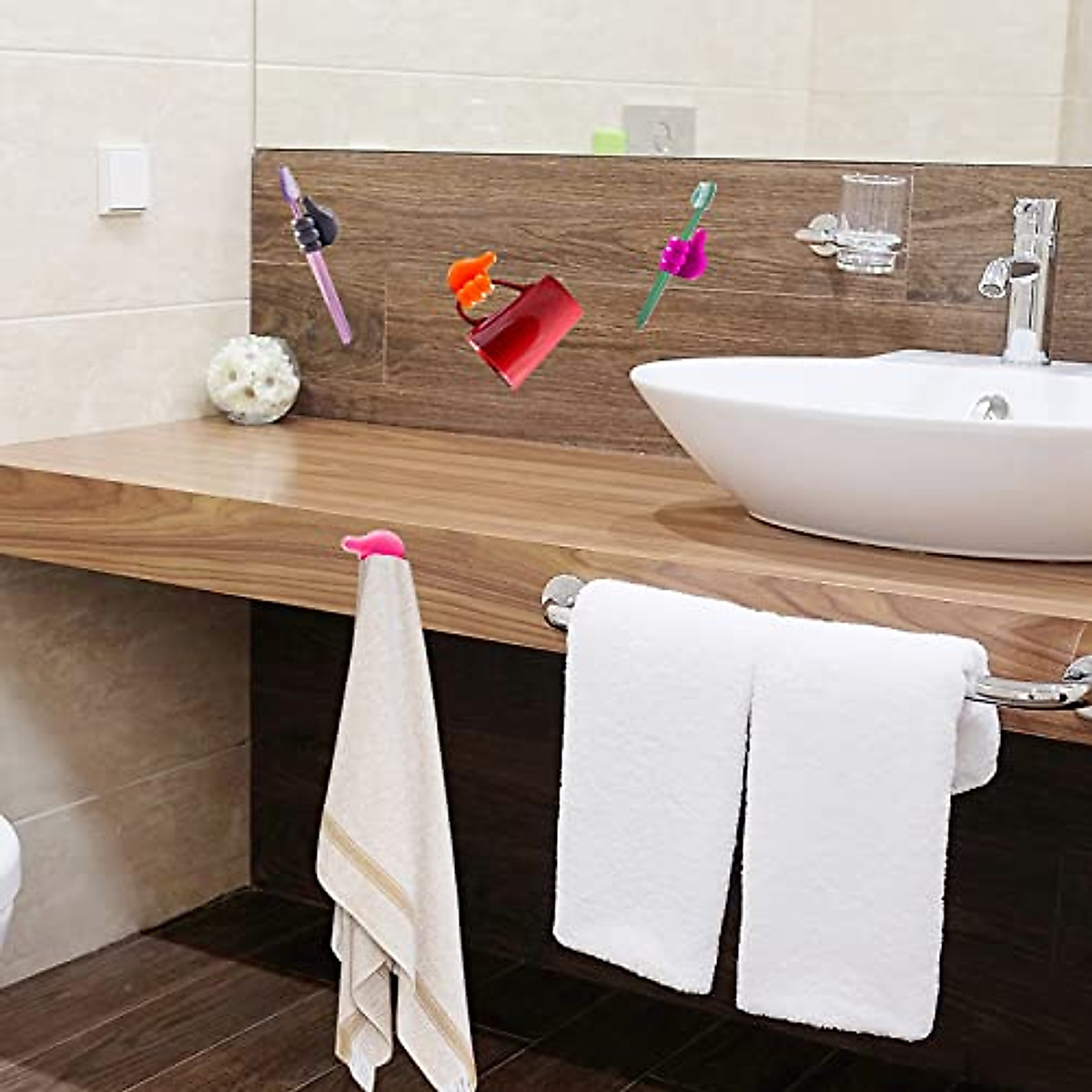 16PCS Self Adhesive Thumb Hook, Silicone Thumbs Up Wall Hook Creative Thumbs Up Shape Wall Hook, Multifunctional Thumb Hook Holder Cable Clip Organizer Key Hook Wall Hangers for Home Office Bedroom